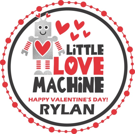Red Black and Grey Robot Valentine's Day Stickers | Etsy