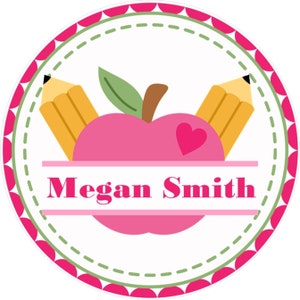 Girls Pink Back to School Sticker Labels, This Belongs to School ...