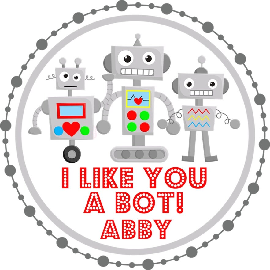 Robot Valentine's Day Stickers - Etsy