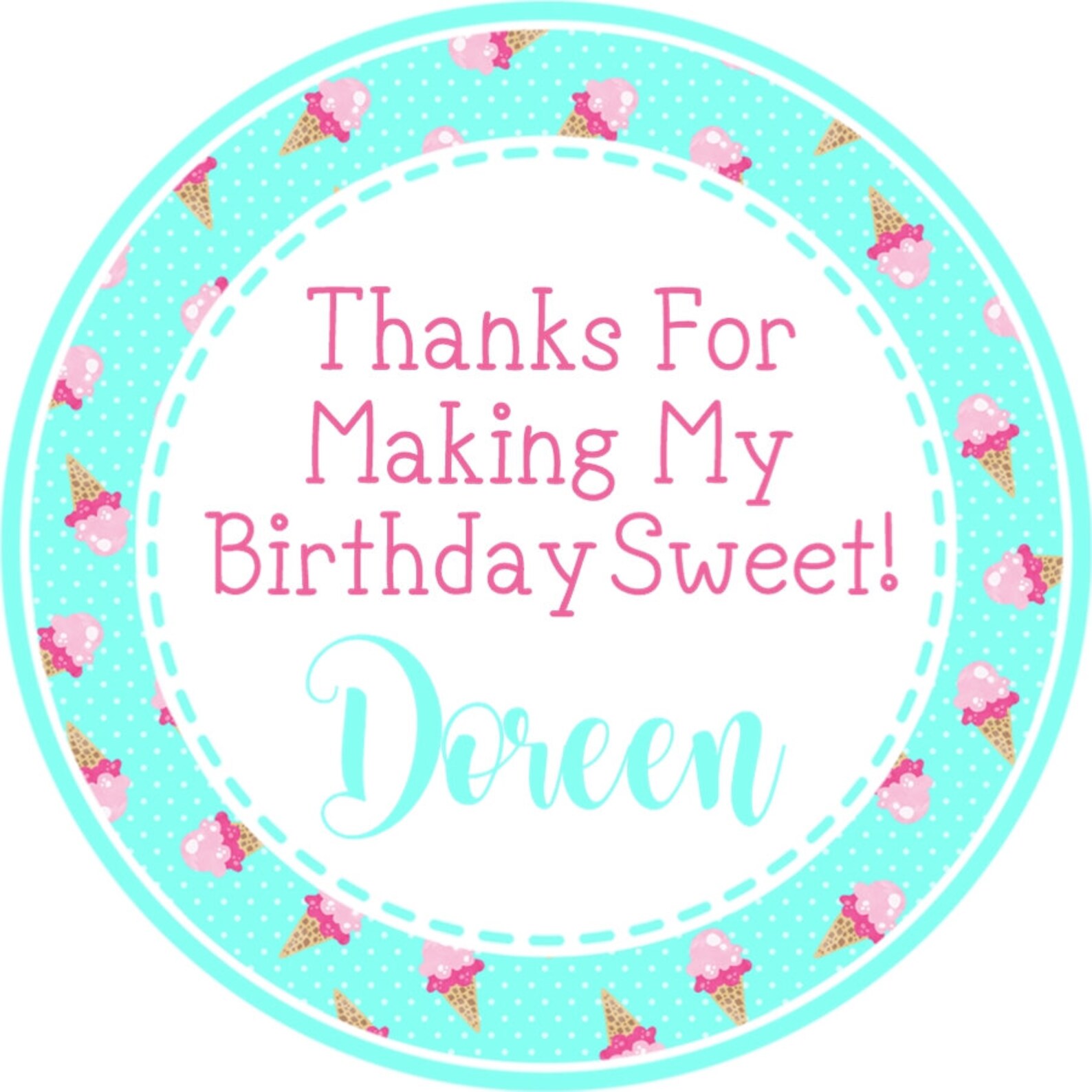 Ice Cream Birthday Party Stickers or Favor Tags, Summer Ice Cream ...