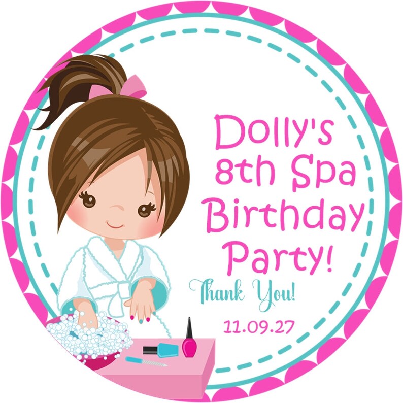 Spa Birthday Party Stickers or Favor Tags Spa Birthday - Etsy