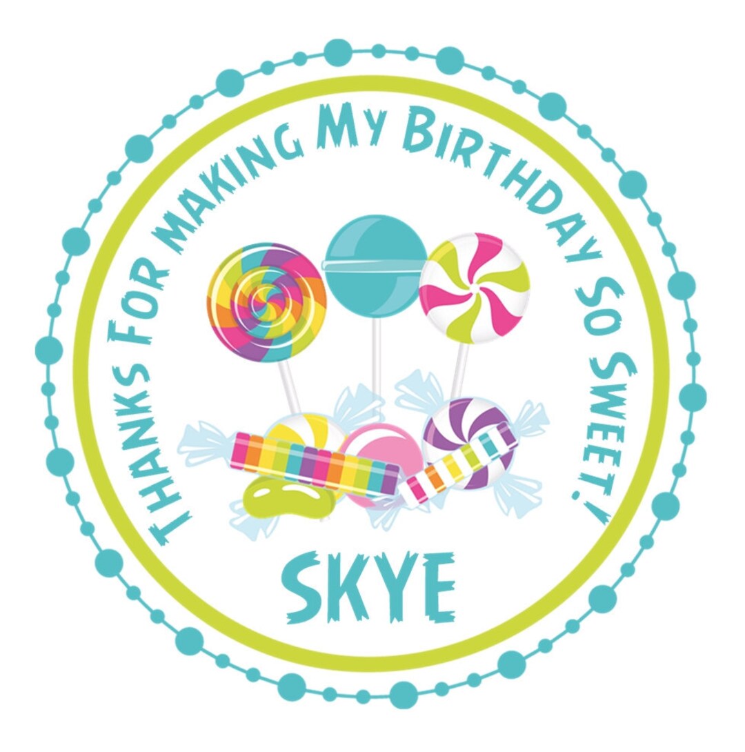 Candy Birthday Party Sticker Labels, Candy Party Stickers, Candy Party ...