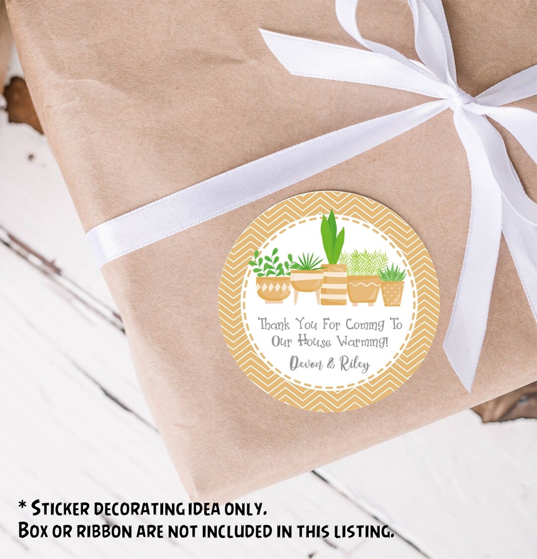 House Warming Party Stickers, House Plant House Warming Party Favor ...