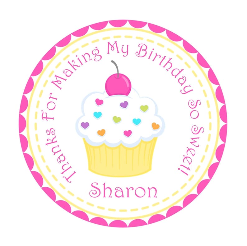 Cupcake Birthday Favor Sticker Cupcake Birthday Favor Label - Etsy