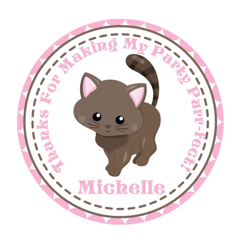 Cat Birthday Party Sticker Labels, Cat Party Stickers, Cat Party ...