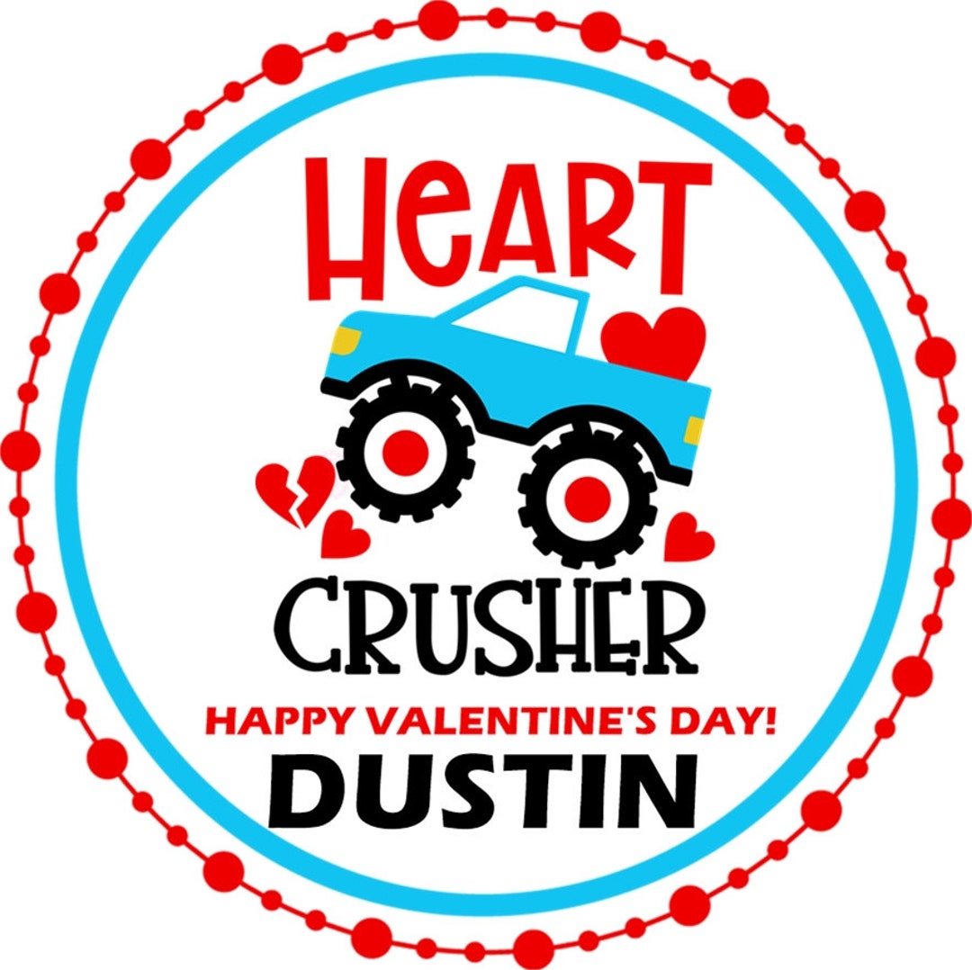 Monster Truck Valentine's Day Stickers - Etsy