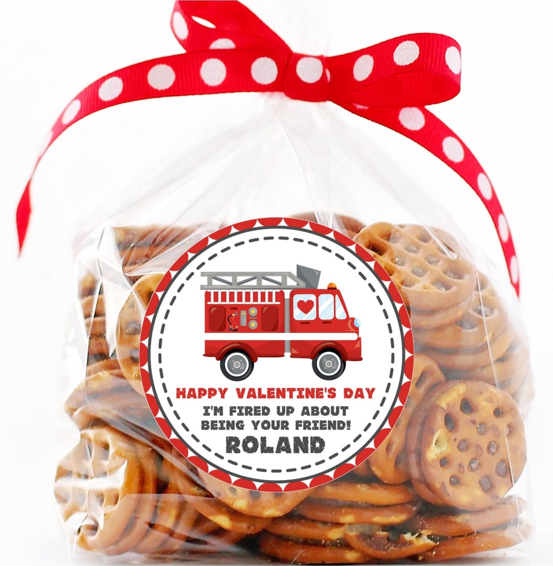 Fire Truck Valentine's Day Stickers or Favor Tags - Etsy
