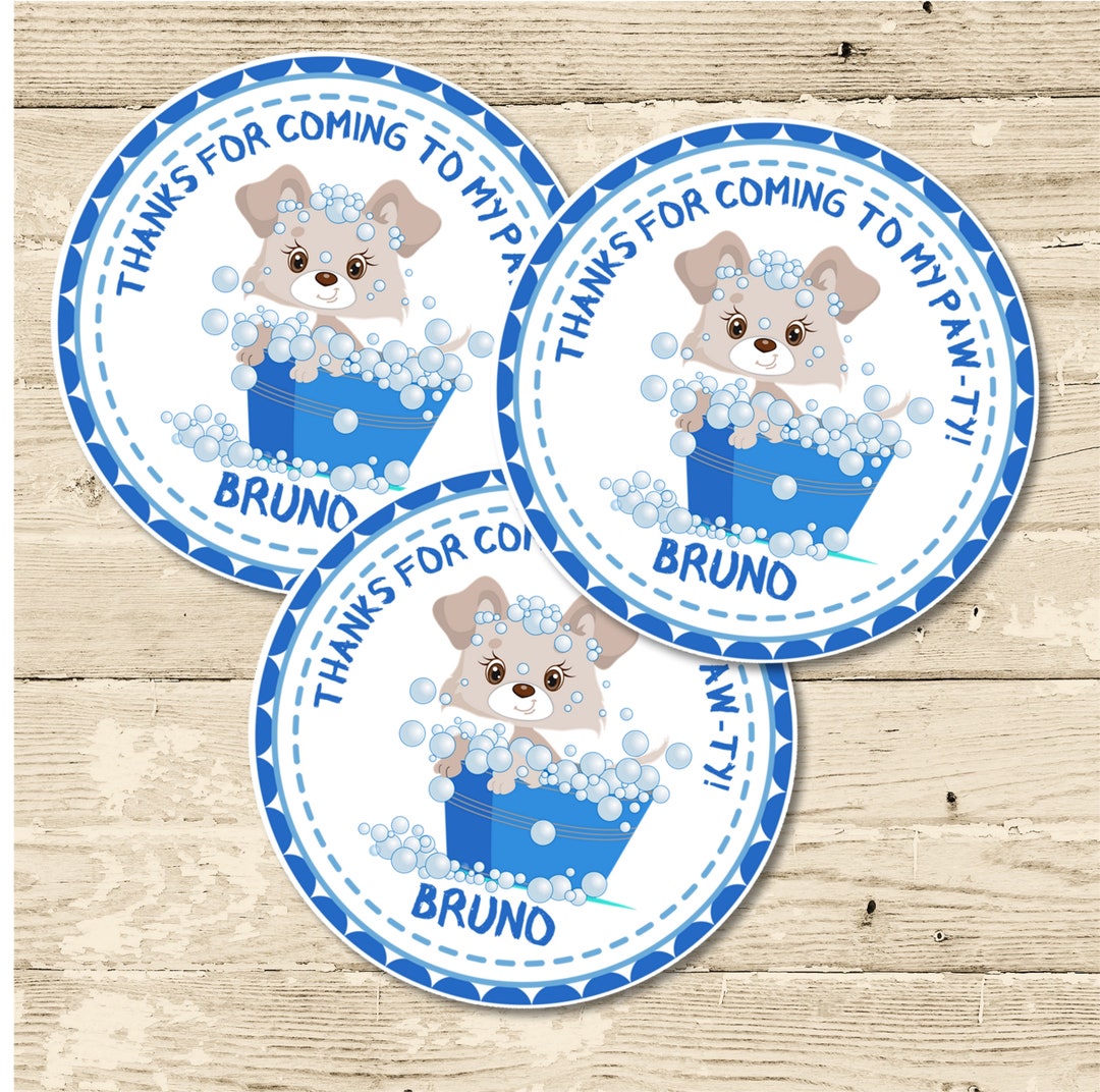 Puppy Dog Birthday Party Sticker Labels, Puppy Dog Party Stickers ...