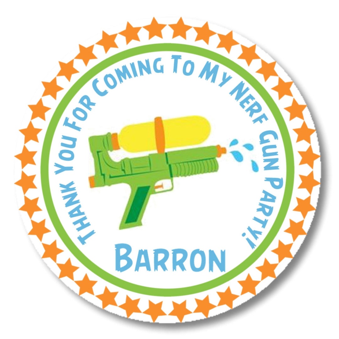 Watergun Birthday Party Favor Sticker, Watergun Party Sticker Labels - Etsy