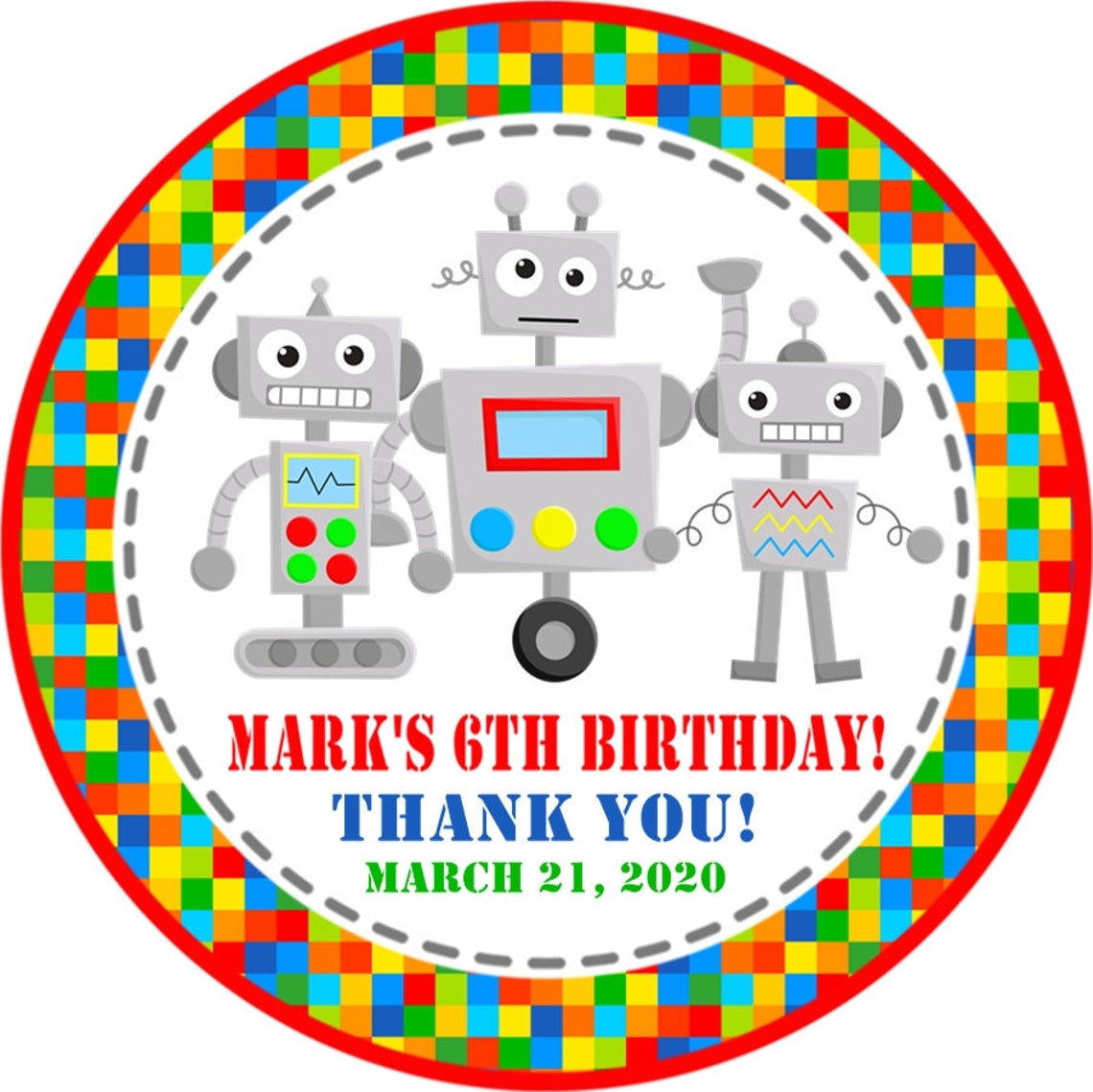 Robot Birthday Party Stickers Robot Birthday Favor Tags | Etsy