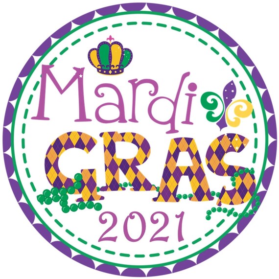 Mardi Gras Favor Sticker Mardi Gras Birthday Party Sticker - Etsy