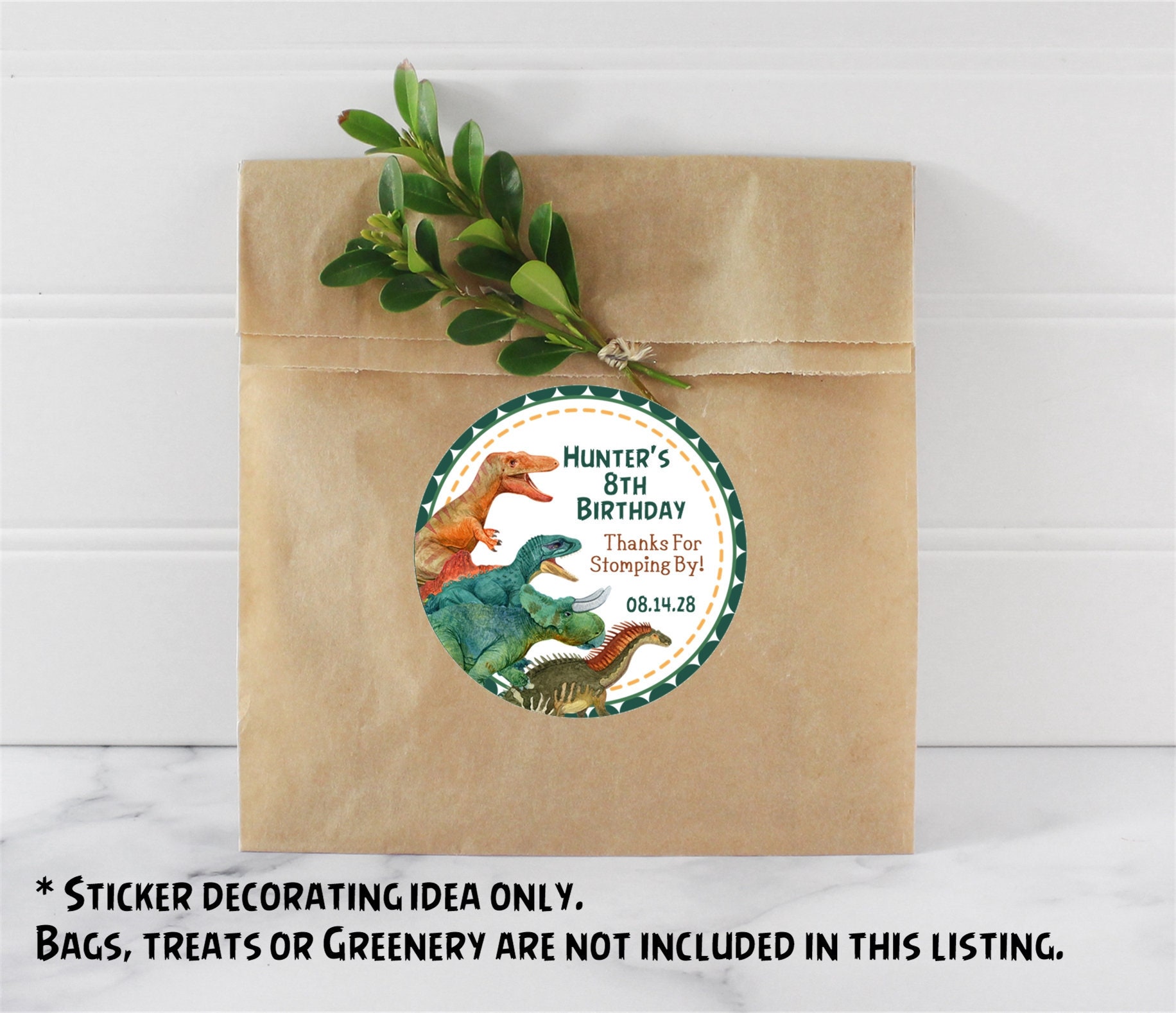 Dinosaur Birthday Party Stickers or Favor Tags, Dinosaur Party Favor ...