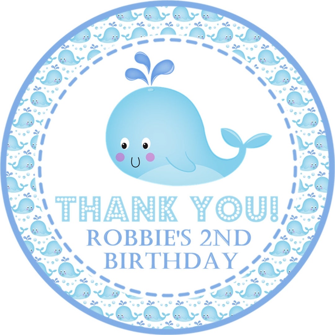Whale Under the Sea Birthday Party Stickers or Favor Tags, Sea ...