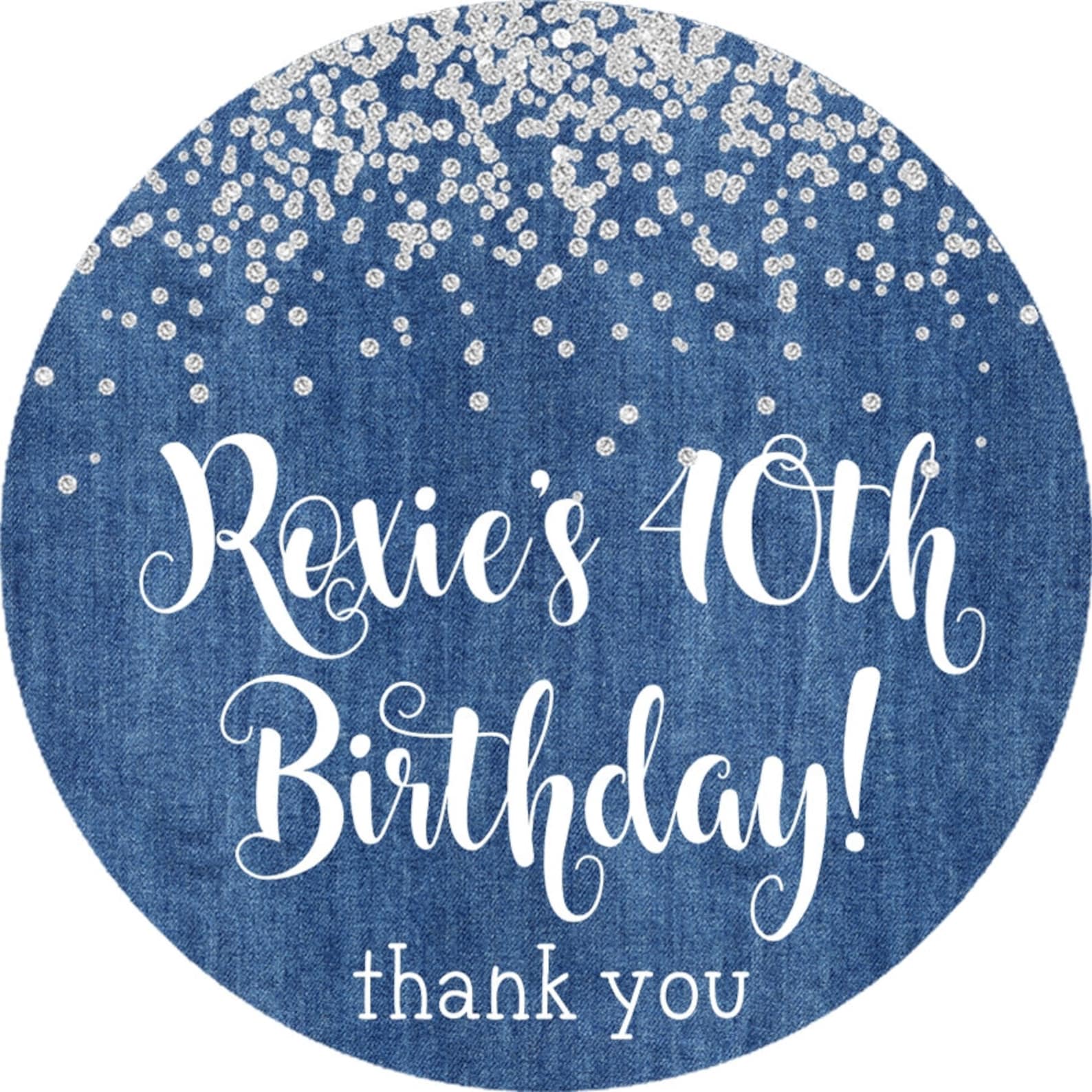 Denim & Diamonds Birthday Party Stickers or Favor Tags, Denim and ...