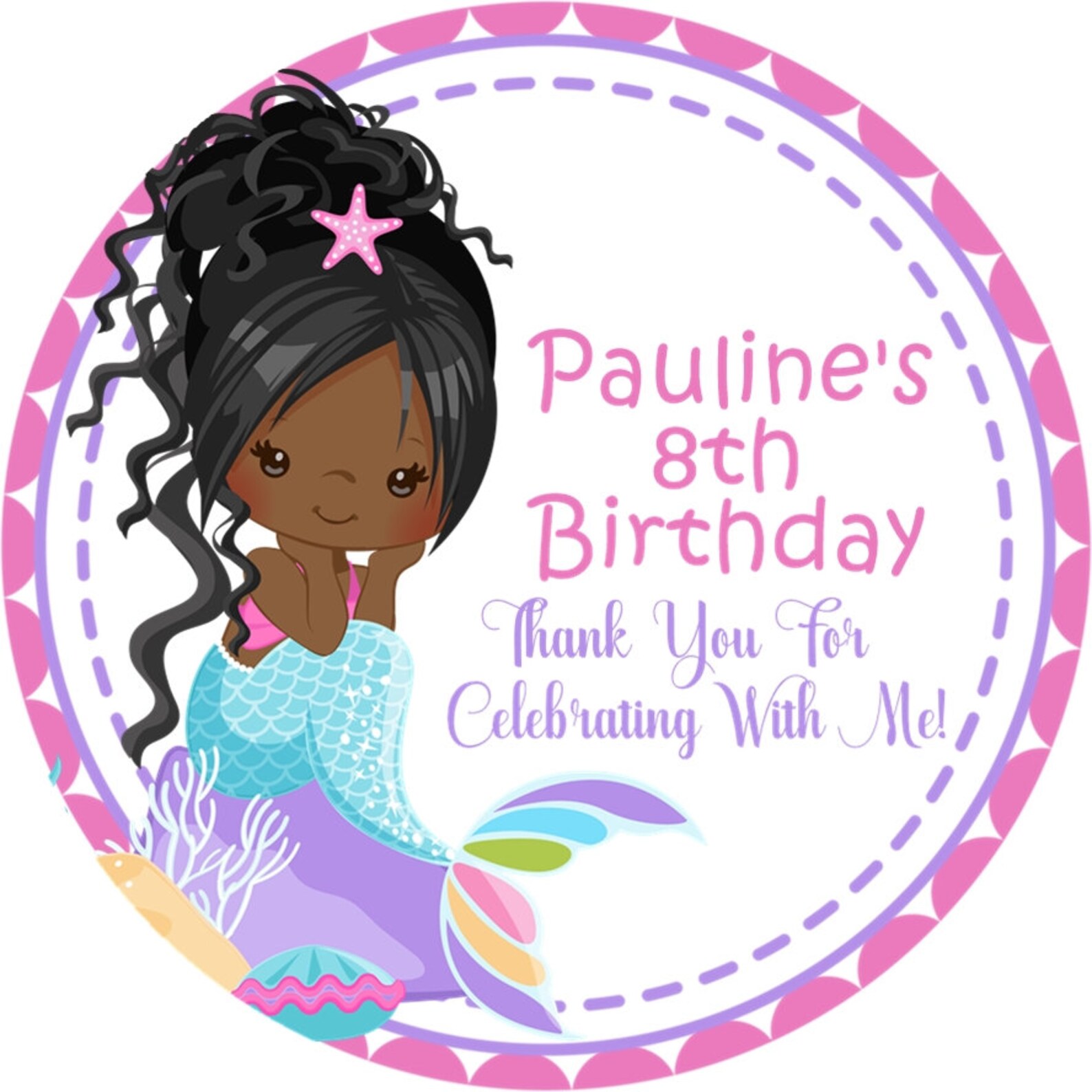 Mermaid Birthday Party Stickers or Favor Tags Mermaid - Etsy