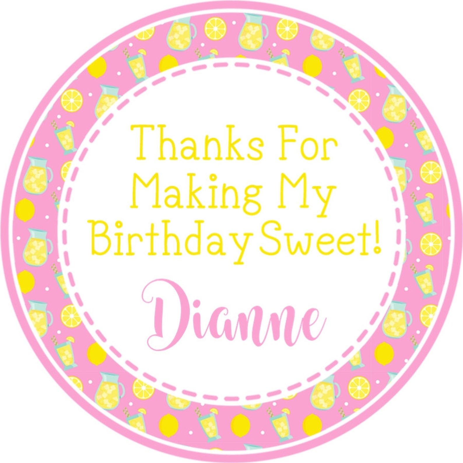 Pink Lemonade Birthday Party Stickers or Favor Tags, Lemonade Birthday ...