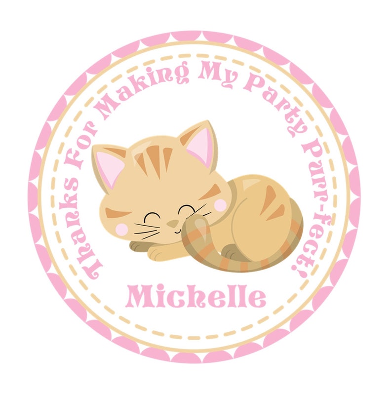 Cat Birthday Party Sticker Labels Cat Party Stickers Cat | Etsy