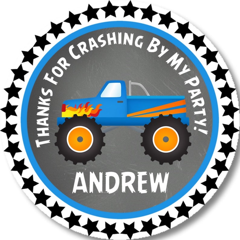 Monster Truck Birthday Party Sticker Labels Monster Truck - Etsy
