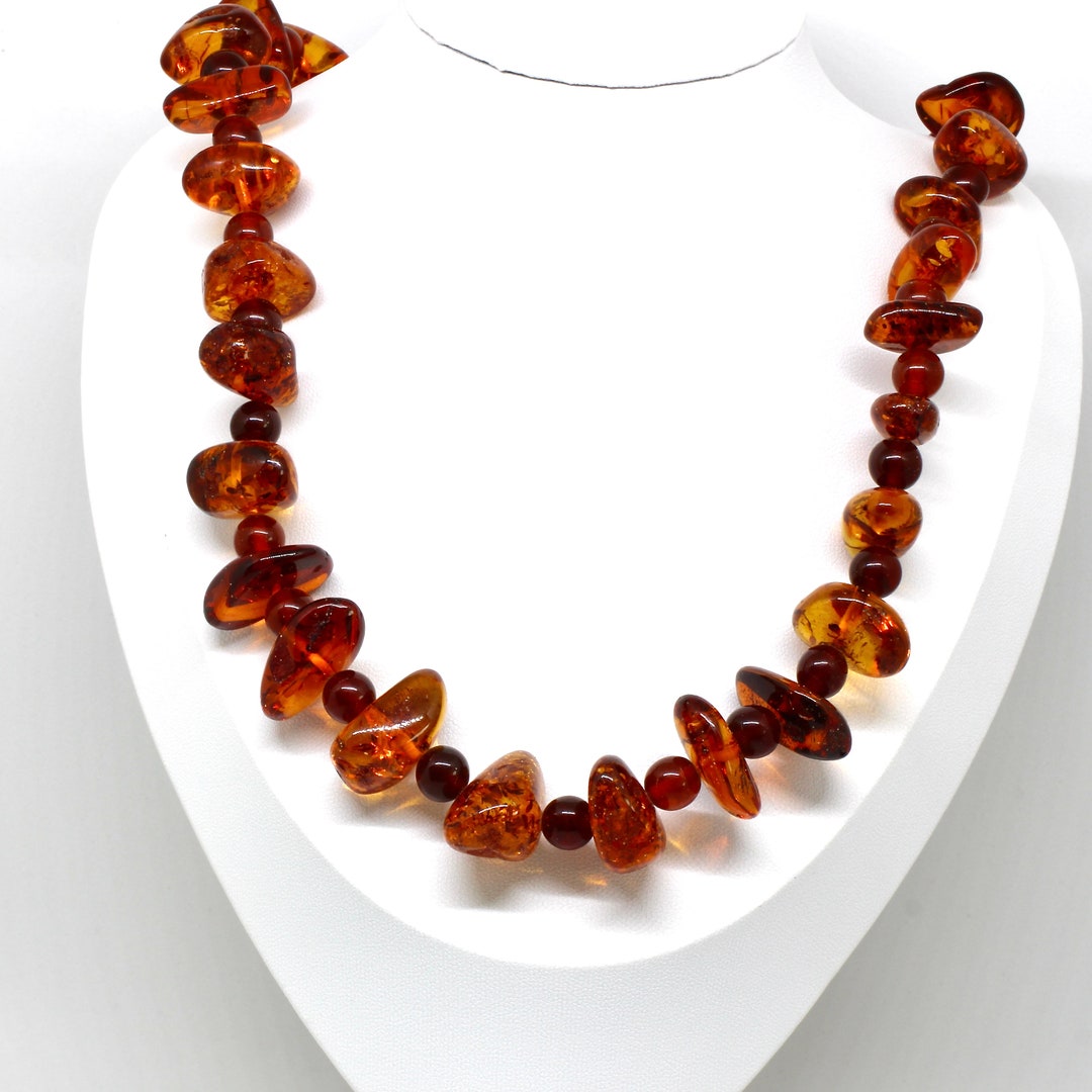 Massive Amber Necklace Chain Honey Amber Necklace Orange Color Gemstone ...