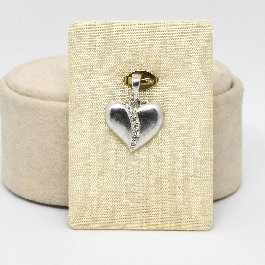 Heart Pendant Heart Shape Zirconia Stones 925 Silver Rhodium Plated ...