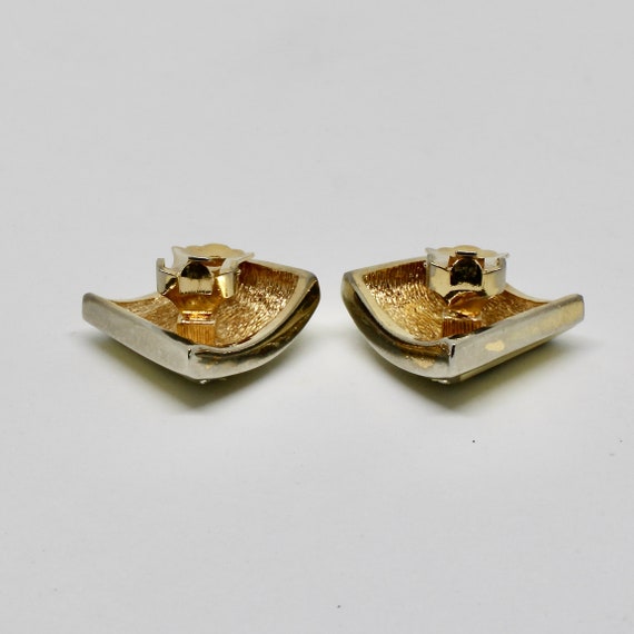 Henkel & Grosse Earclips gold color rhombus cream whi… - Gem
