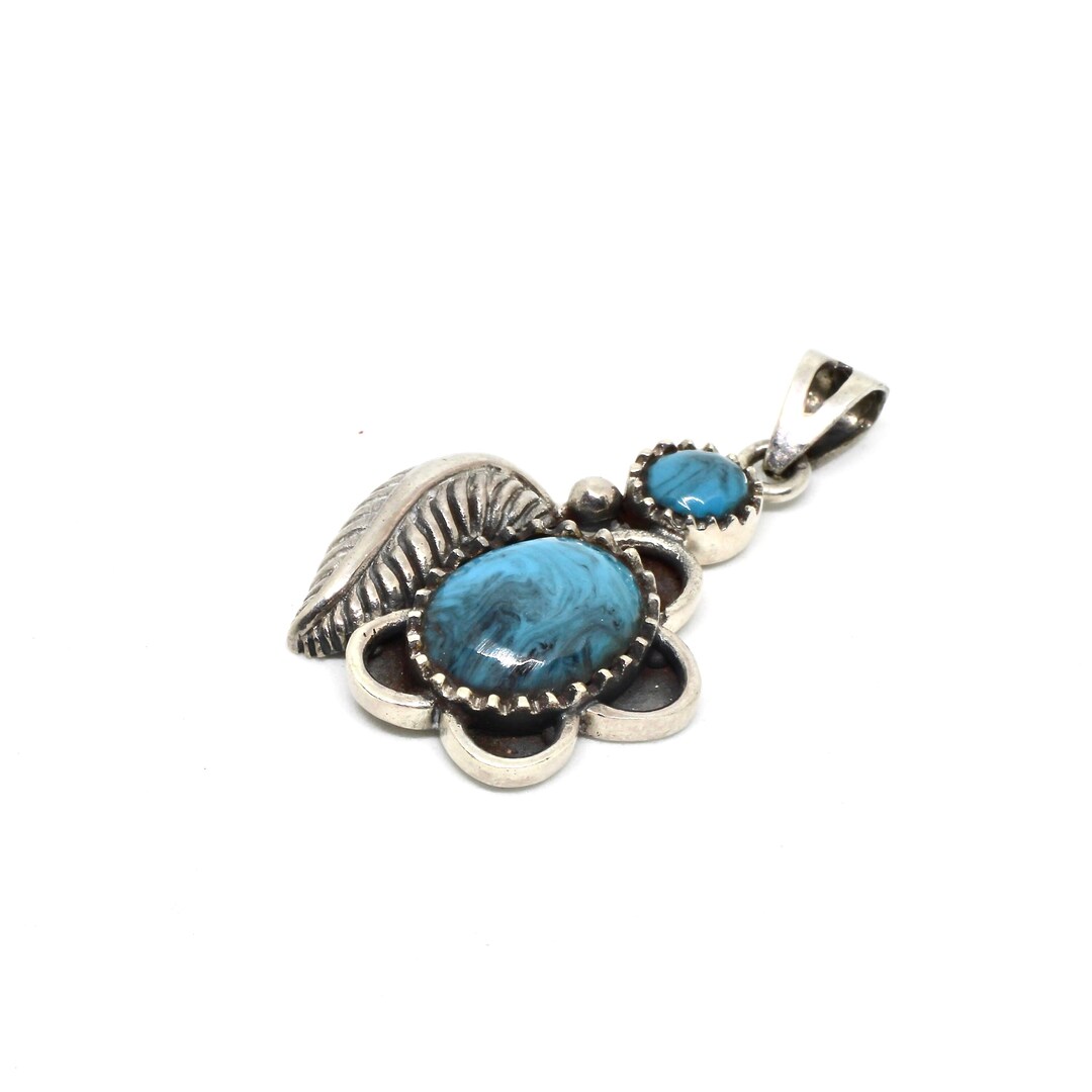 Heavyweight Pendant in 925 Silver With Plastic Turquoise and Feather ...