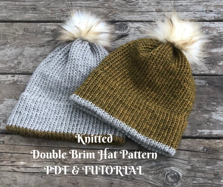 Double Brim Hat Knitting Pattern Perfect Holiday Season Custom - Etsy