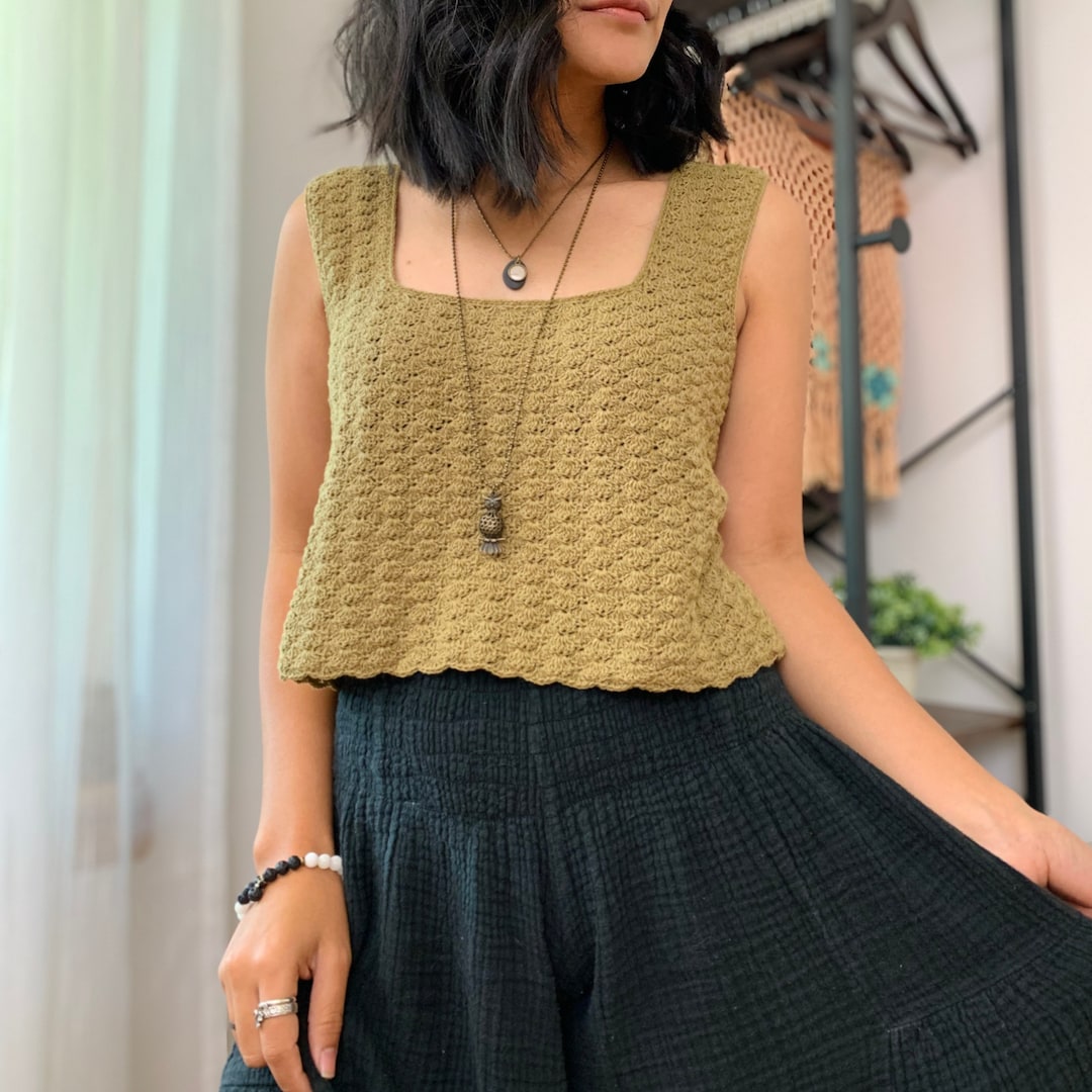 Solid Shell Stitch Tank Top Crochet Pattern US Women's XS-XXL With Full ... Solid Shell Stitch Tank Top Crochet Pattern US Women's XS-XXL With Full ...