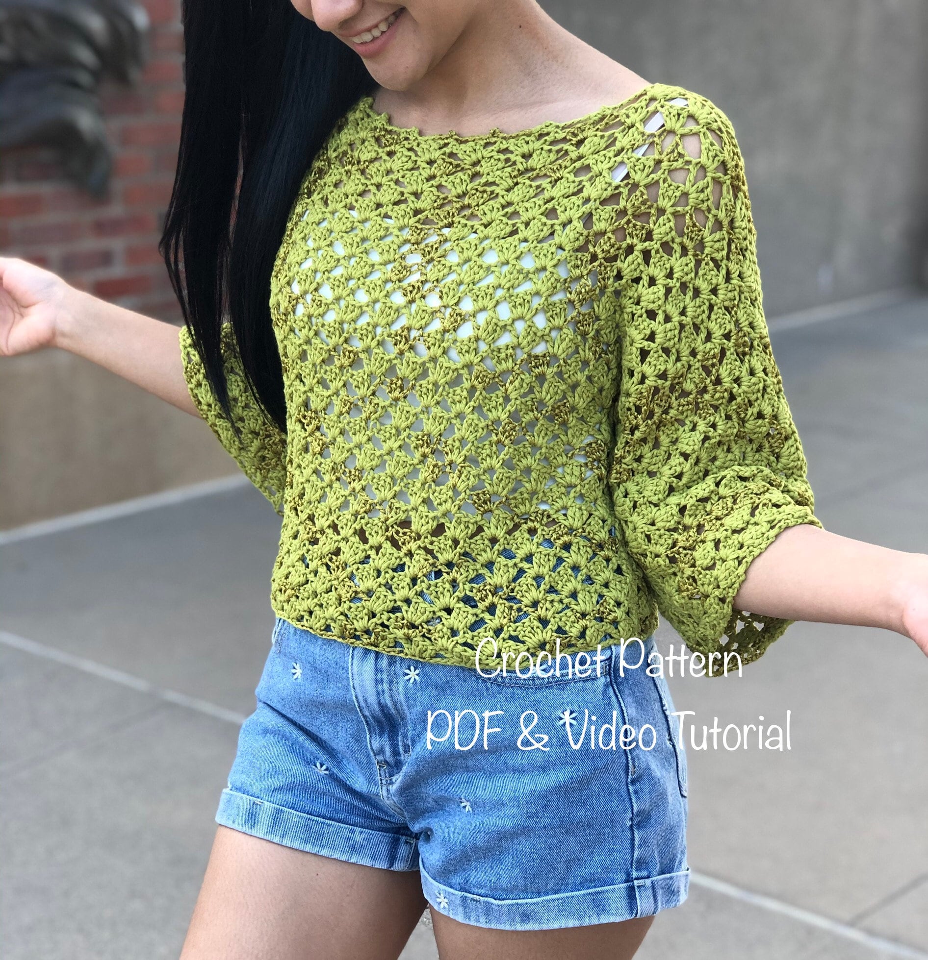 Lacy Crochet Sweater Top Pattern | Pdf File, Photo Tutorial and Video ...