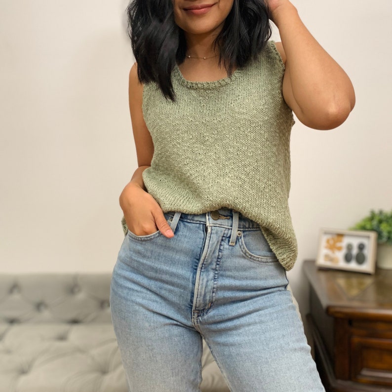 Easy Knitted Tank Top Pattern PDF & Video Tutorial - Etsy