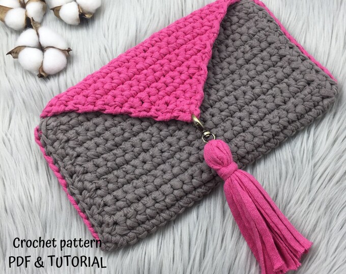 Crochet Purse Pattern : PDF File and Video Tutorial, Crochet Clutch ...