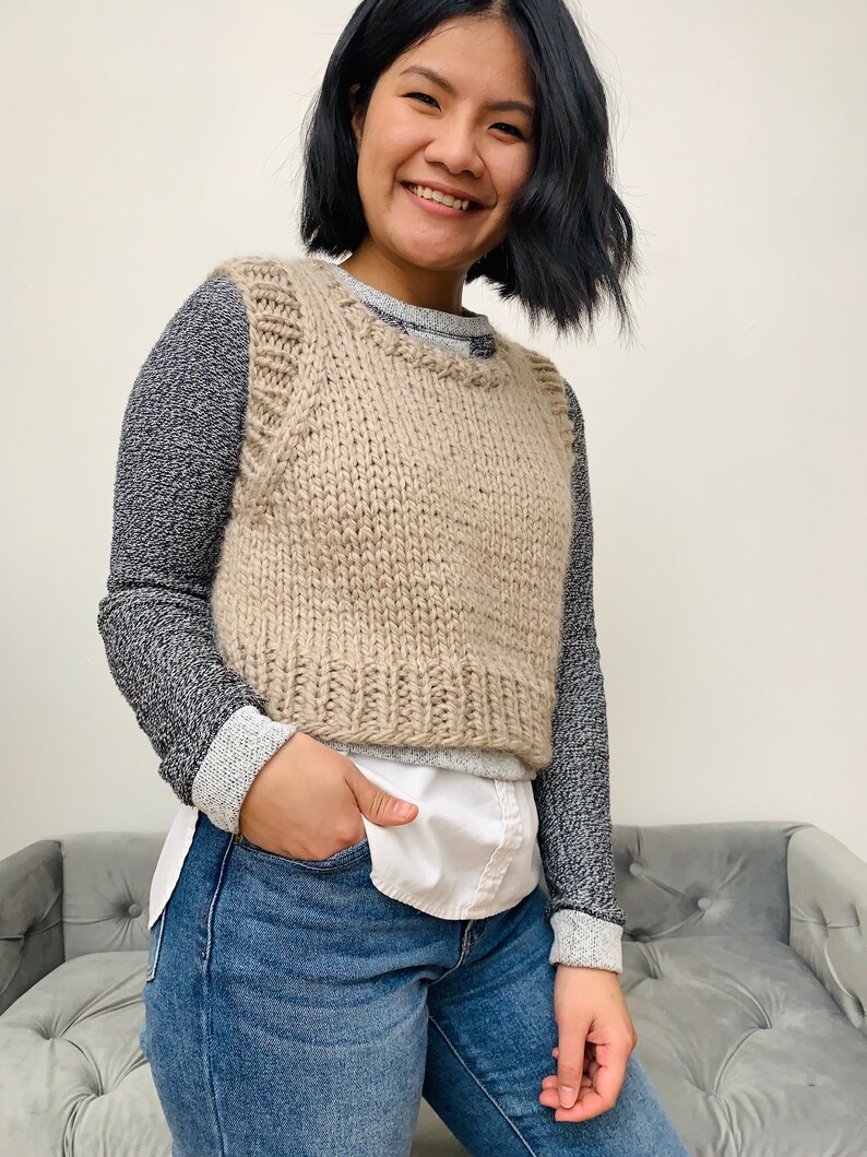 Knitted Sweater Vest Pattern for Women, Easy Knitted Vest PDF & Video ...
