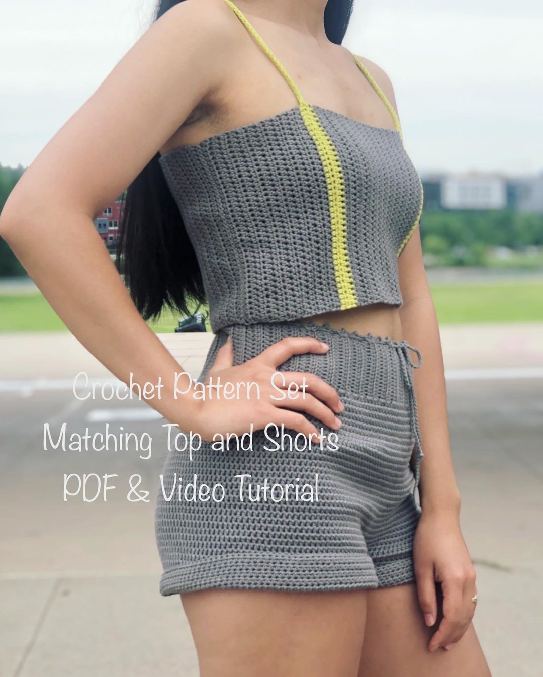 Shorts & Top Crochet Matching Outfit Pattern PDF File Set, Photo ...