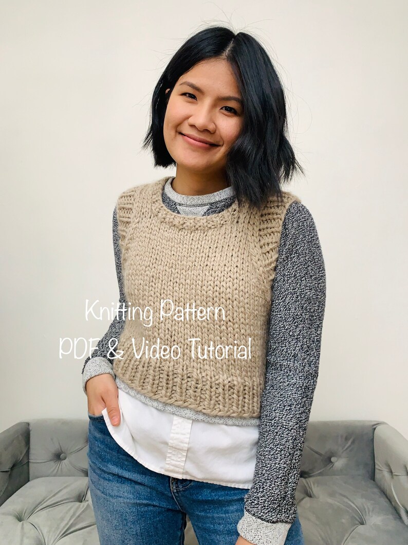 Knitted Sweater Vest Pattern for Women Easy Knitted Vest PDF - Etsy