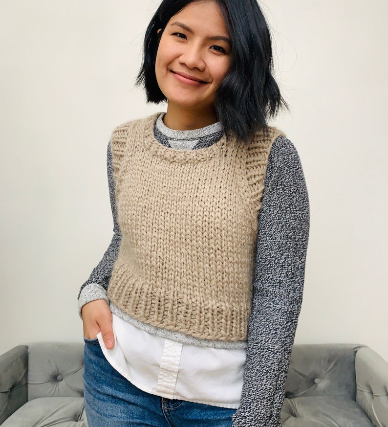 Knitted Sweater Vest Pattern for Women Easy Knitted Vest PDF - Etsy