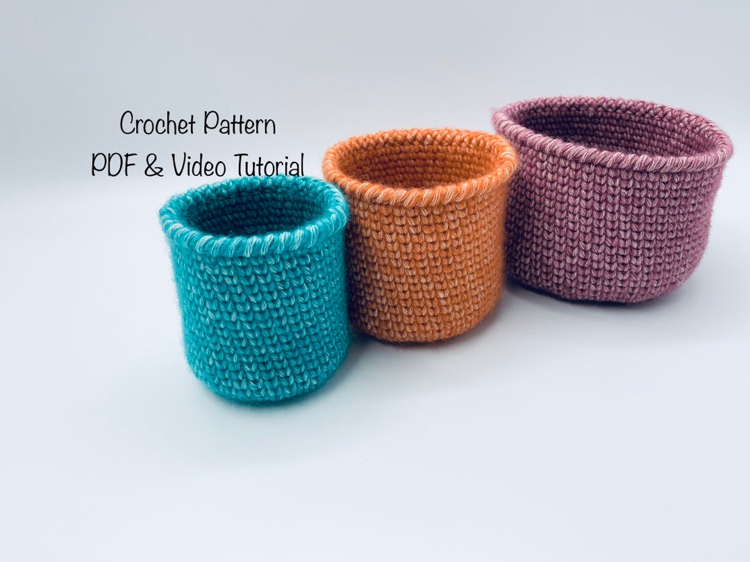 Crochet Pattern : Crochet Basket Collection S, M, L. PDF File and Video ...