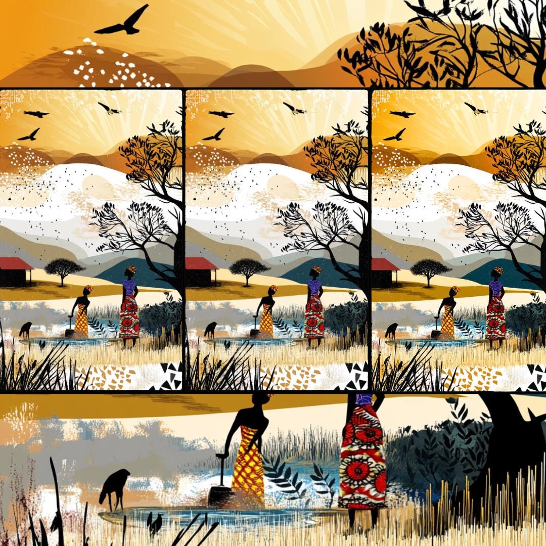 Savana Girls a Digital Painting Inspired by Savanna Life. Modern Art ...