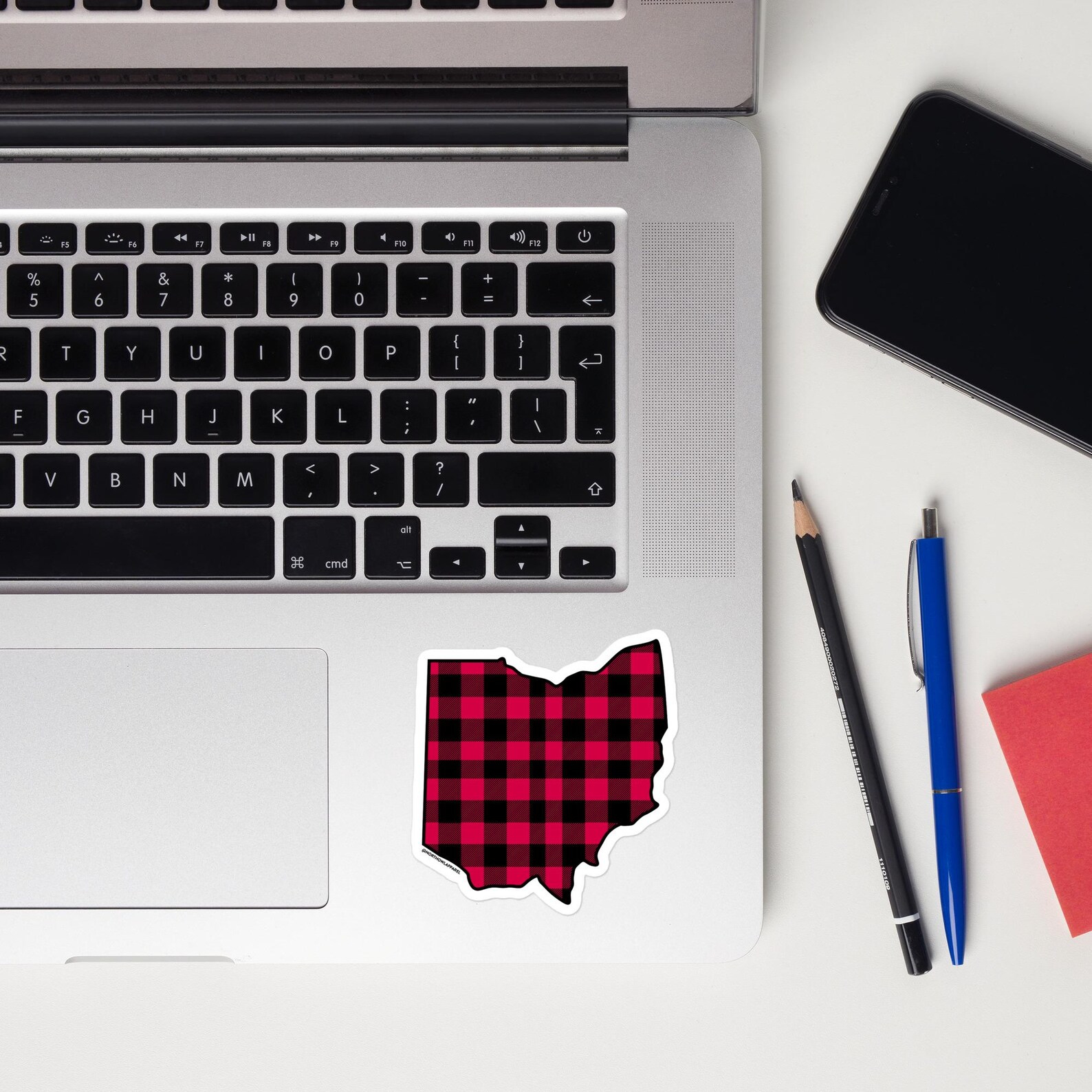 Ohio State Shape Buffalo Plaid Vinyl Sticker - Etsy