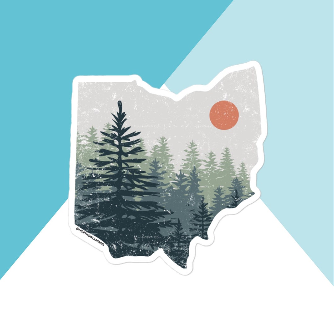 Ohio State Shape Pine Trees Distressed Vinyl Sticker - Etsy