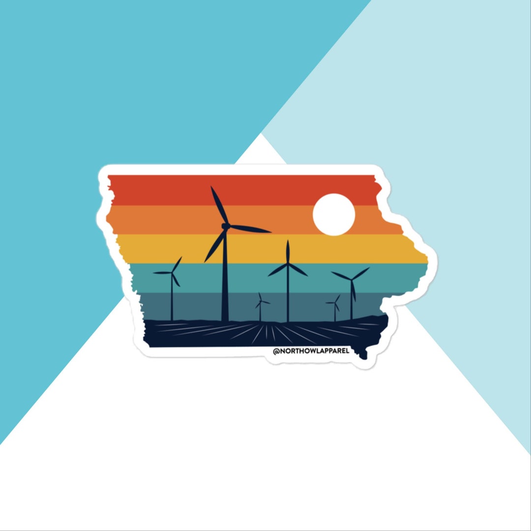 Iowa Rural Retro Windmill Sunset Vinyl Sticker - Etsy