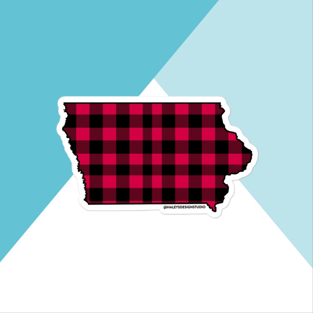 Iowa Buffalo Plaid Vinyl Sticker - Etsy