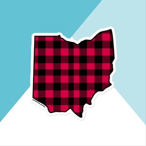 Ohio State Shape Buffalo Plaid Vinyl Sticker - Etsy
