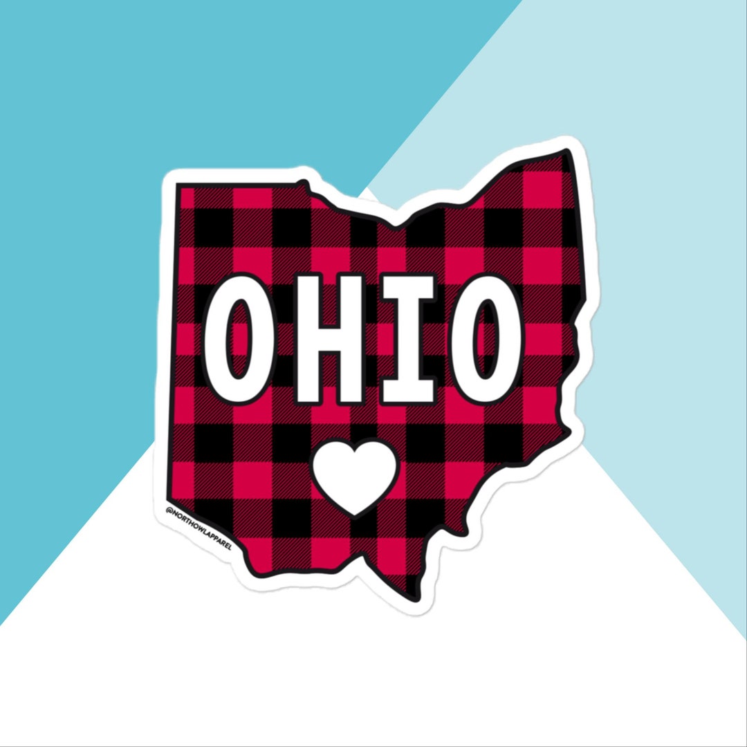 Ohio State Shape Buffalo Plaid Vinyl Sticker - Etsy
