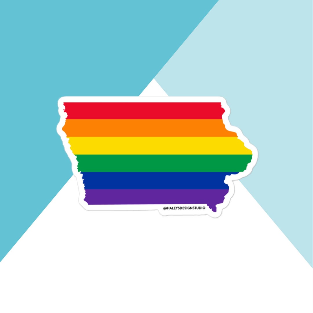 Iowa Pride Rainbow LGBTQIA+ Vinyl Sticker - Etsy