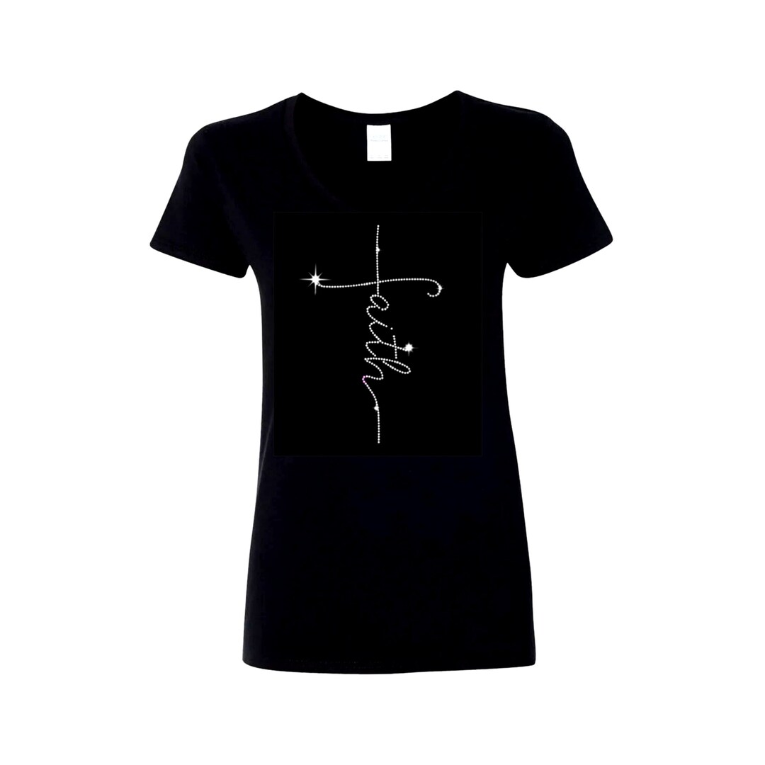 Rhinestone Tee Shirt | Faith T Shirt | Rhinestone T Shirt | Bling Gift ...