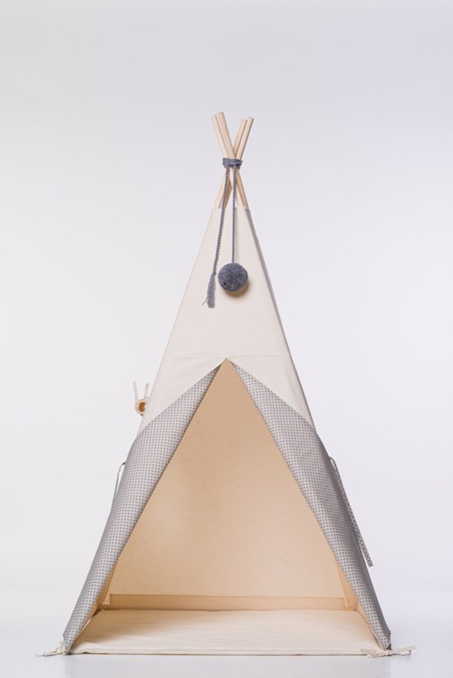 NunuNu Tipi Teepee Mist with gray stars Tipi tent for | Etsy