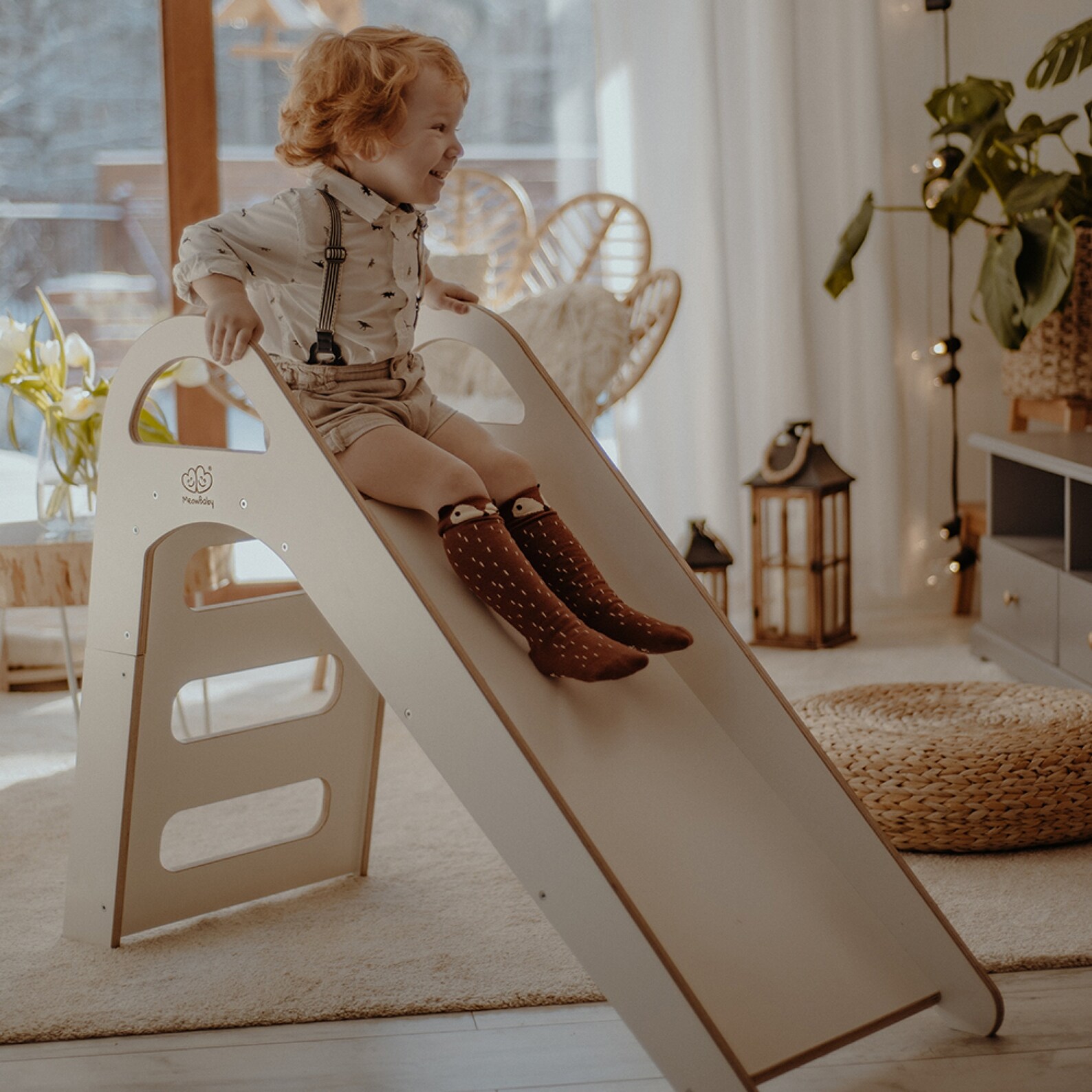 Montessori Wooden Slide for Kids Scandi White Indoor Kids - Etsy