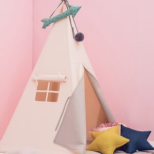 Nununu Tipi Teepee Mist With Gray Stars Tipi Tent for - Etsy