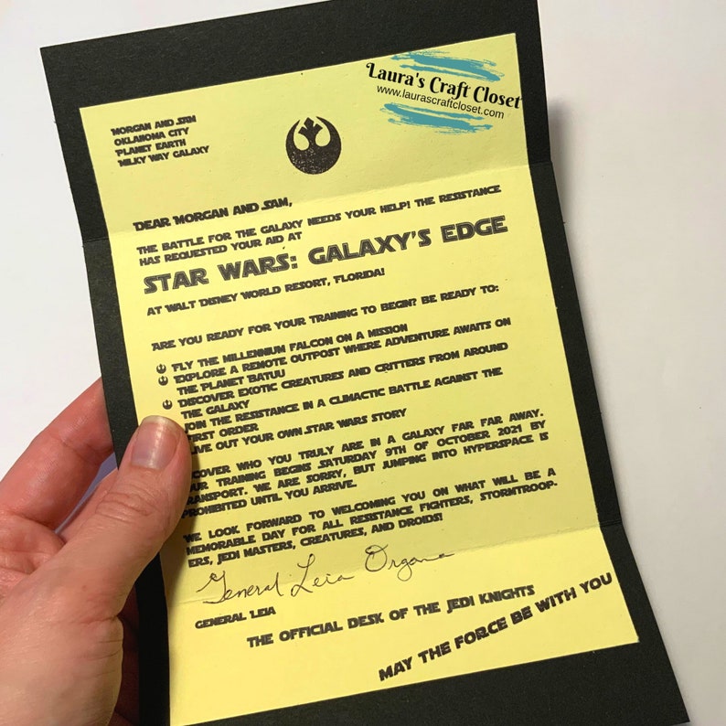 Galaxy's Edge Invitation: Star Wars Theme Park, Jedi Training - Etsy
