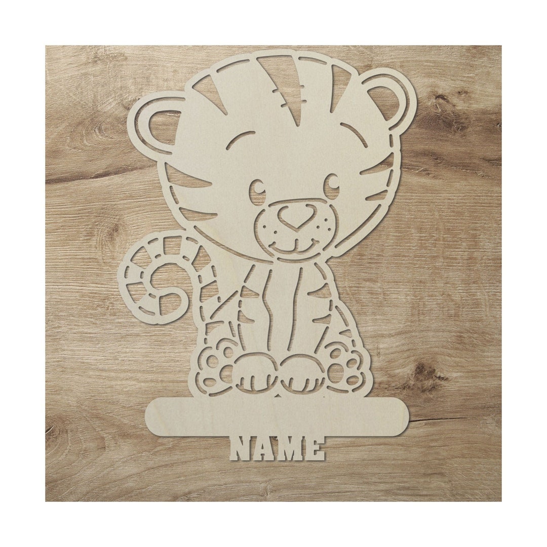 Tiger Nameplate Doorplate Wooden Sign Personalized With Name I Gift ...